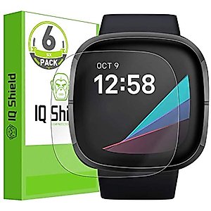 IQShield Screen Protector Compatible with Fitbit Versa 3 / Fitbit Sense (6-Pack) Anti-Bubble Clear TPU Film