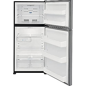 Frigidaire FFTR1835VS 30 Inch Freestanding Top Freezer Refrigerator with 18.3 cu. ft. Total Capacity, 2 Glass Shelves, 4.9 cu. ft. Freezer Capacity, Right Hinge with Reversible Doors, Crisper Drawer, Frost Free Defrost, ADA Compliant, Adjustable Glass She