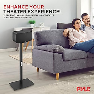 Pyle Sonos Speaker Mount Stand - Reinforced Steel 2nd Gen Play 5 Sonos Speaker Holder w/ 14.3 x 6.5 Inch Speaker Tray, Heavy Duty 14.5” x 9.4” Base, Powder Coat Finish - Pyle PSTNDSON17, Black
