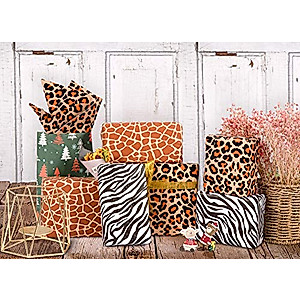 Whaline Animal Skin Print Tissue Paper 90 Sheet Leopard Zebra Giraffe Print Tissue Paper 3 Styles Patterned Wrapping Paper Gift Tissue Paper Assortment for Birthday Holiday Bags, 14 x 20"