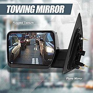 Driver Left Side Rear View Mirror - Power Adjust - Manual Folding - Heated Glass - Compatible with Ford F150 2004-2014