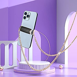 Universal Cell Phone Lanyard Holder, BERITNI Metal Crossbody Phone Chain with Clip Detachable Phone Tether Safety Strap Women Girls Compatible with iPhone 14 13, Most Smartphones, Black + Rose Gold