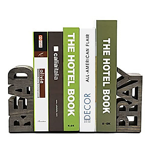OwlGift Rustic Gray Wood Read & Pray Block Word Bookends, Unique Appearance Design, Home Office Decorative Book Stand, 1 Pair