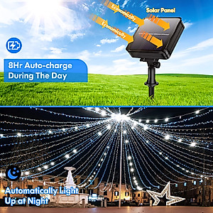 Super-Long 320Ft Solar String Lights Outdoor Waterproof, Solar Powered Fairy Lights 4-Pack 960 LED Silver Wire Twinkle Light, Solar Outdoor Lights Decorative for Garden Tree Christmas Daylight White