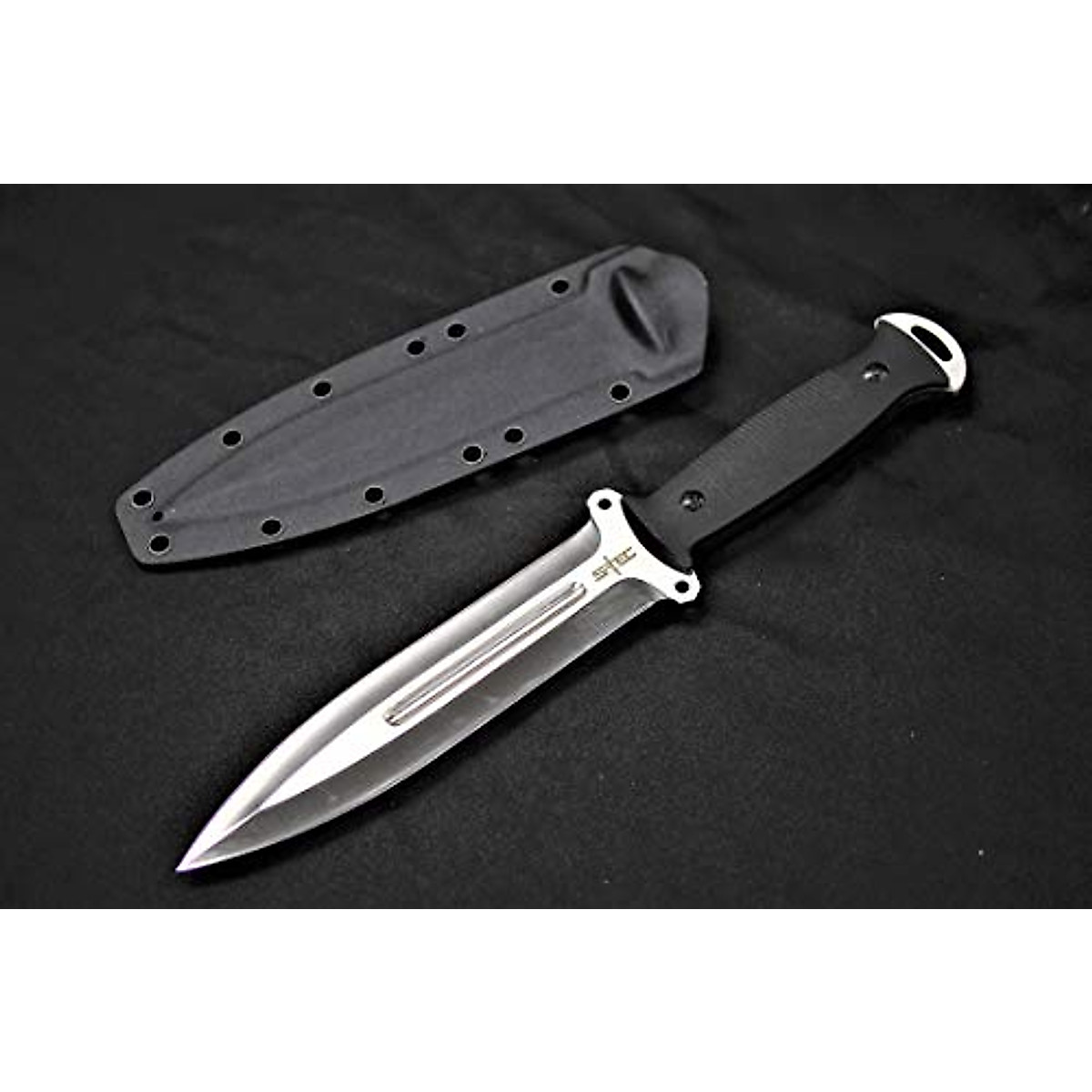 S-TEC Tactical Hunting Fixed Blade G10 Composite Handle Knife w/ Kydex Sheath