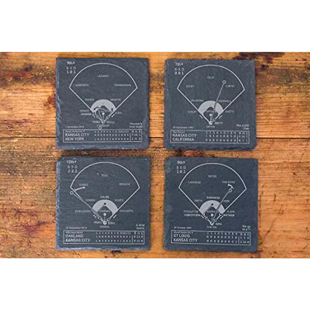 Greatest Royals Plays: Slate Coasters (Set of 4) | Best Gift Idea for Sports Lovers | Royals Historic Moments Gifts