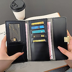 Yokawe Long PU Leather Walllet Black RFID Blocking Bifold Trifold Multi Card Organizer Wallet for Women and Girls
