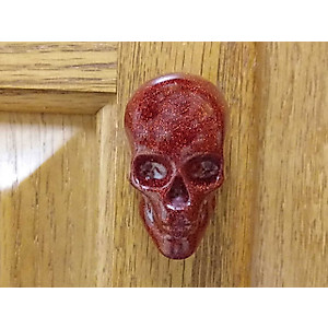 Red Holographic (Holo) Glitter Skull Door Knobs Drawer Knobs (Set of 2)
