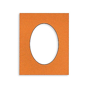 8x10 Mat Bevel Cut for 6x8 Photos - Precut Basketball Texture Oval Shaped Photo Mat Board Opening - Acid Free Matte to Protect Your Pictures - Bevel Cut for Family Photos, Pack of 1 Matboard