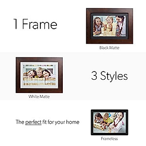 Simply Smart Home Photoshare 10” WiFi Digital Picture Frame, Send Pics from Phone to Frames, 8 GB, Holds 5,000+ Photos, HD Touchscreen, Espresso Wood Frame, Easy Setup, No Fees