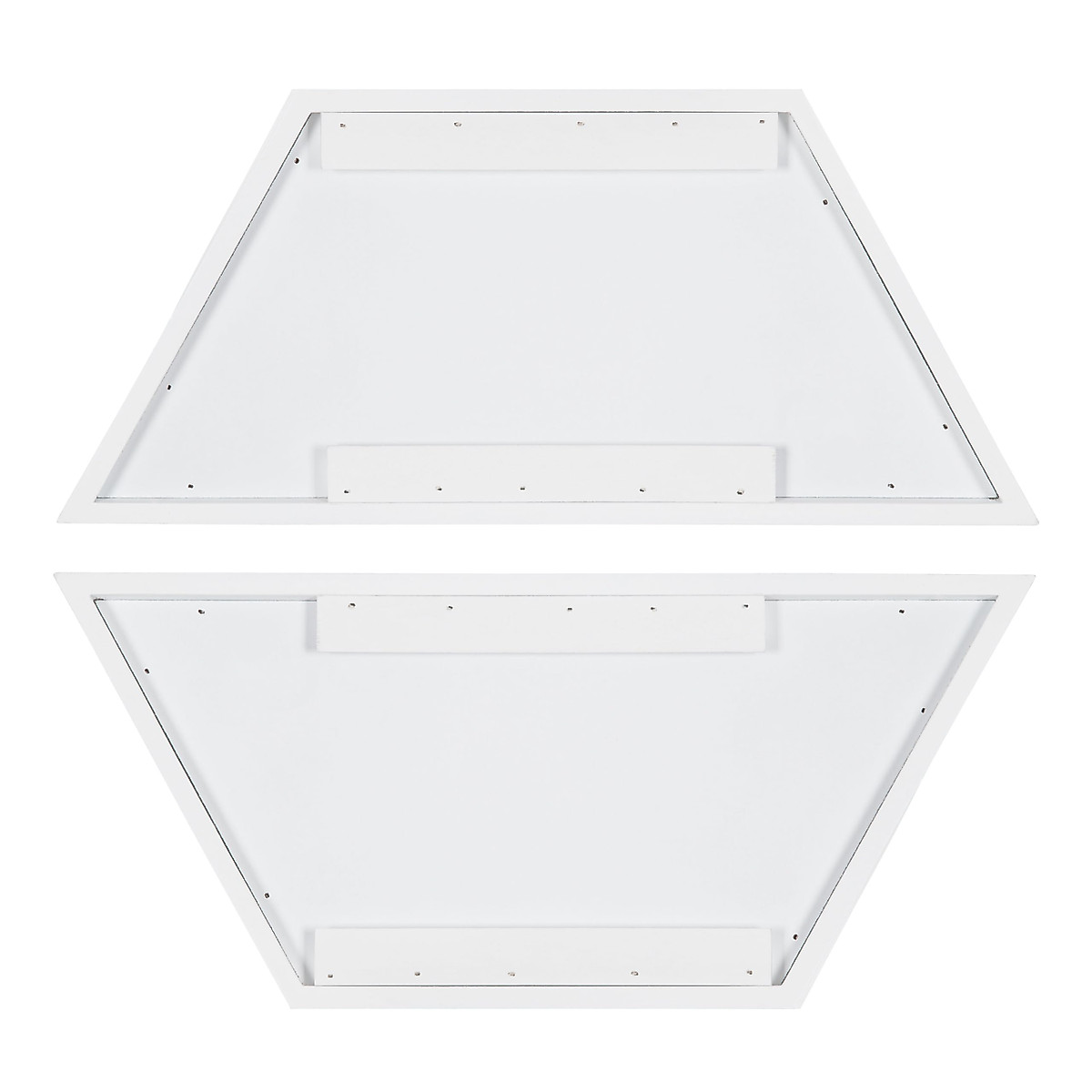 Kate and Laurel Camellia Geometric Wood Shelf Set, Set of 2, White, Modern Wooden Shelves for Wall Storage and Display