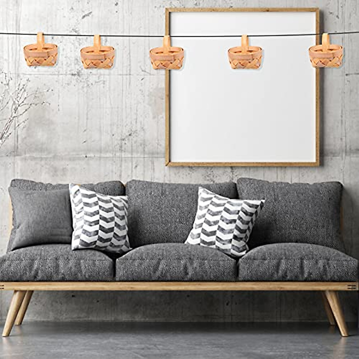 YARNOW 12pcs Miniature Picnic Baskets with Handles Small Wood Chip Baskets Dollhouse Tiny Woven Basket Mini Party Favor Basket for Fairy Garden Crafts Decor