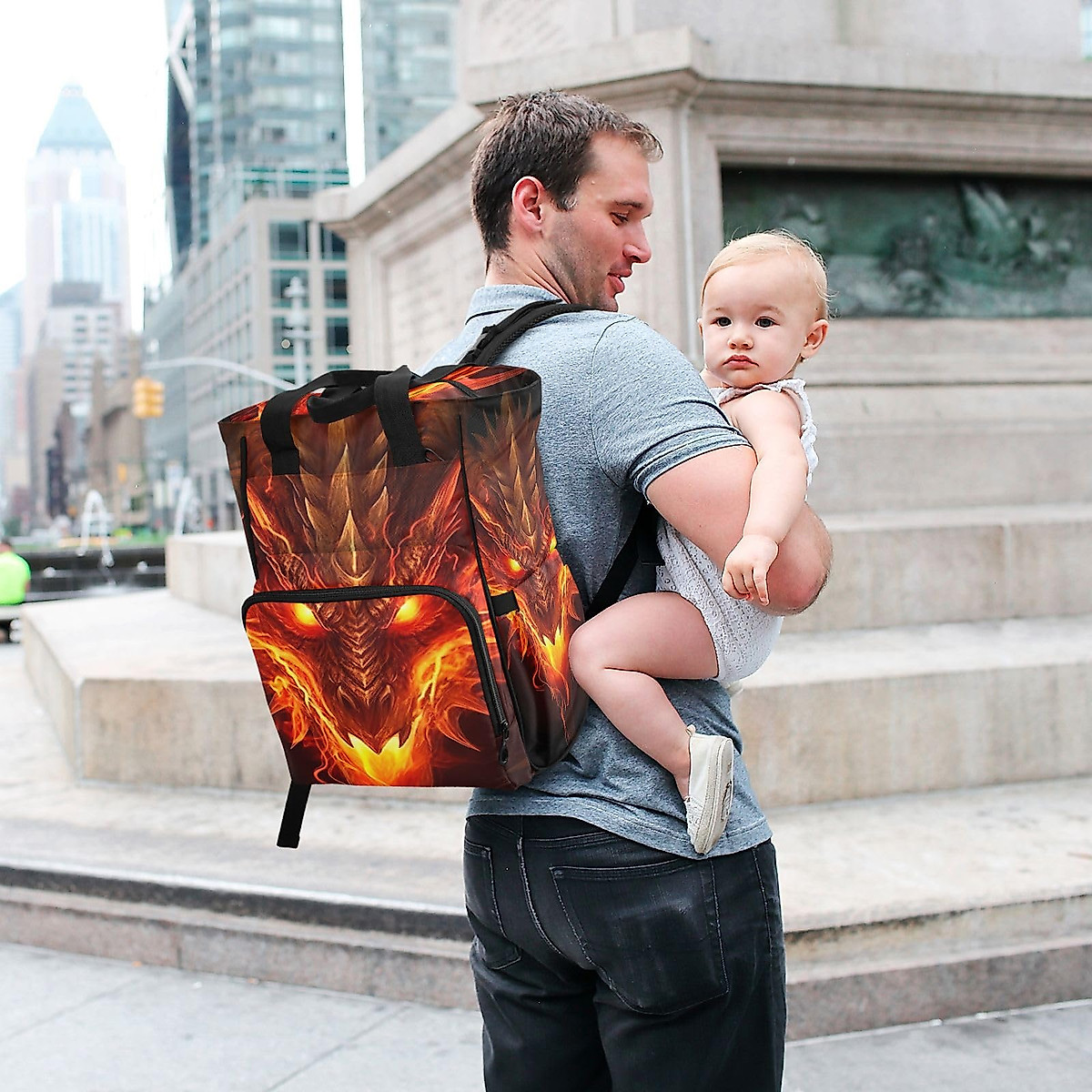 xigua Dragon Head Red Diaper Bag Backpack Multi Function Baby Changing Bags Waterproof Large Capacity Travel Back Pack for Mom Dad