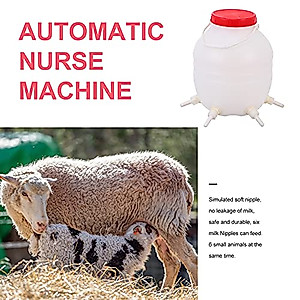 YARDWE 8L Animal Feeding Bottle Lamb Milk Bucket with 6 Silicone Nipples Large Capacity Nurse Feeder Pot for Calf Sheep Little Goat Baby Pig Dog Pet