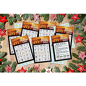 FaCraft Bible Bingo Game for Kids Adults 26 Players Christian Nativity Bingo Cards Bible Activities Games for Vacation Bible School Christian Sunday Church Family Open Day Party Supplies