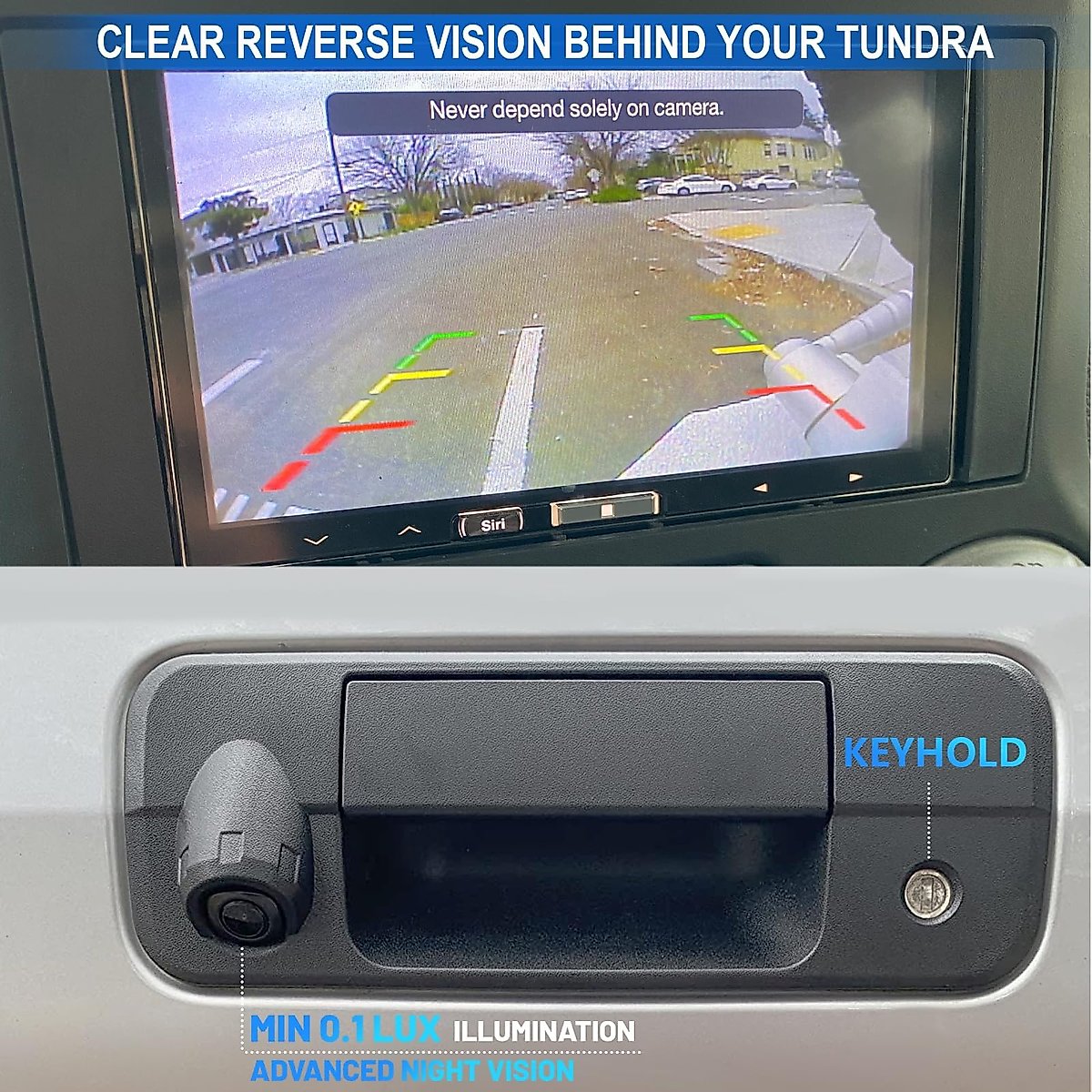 EWAY Tailgate Handle Backup Camera for Toyota Tundra 2007-2013 Reversing Camera Tailgate Liftgate Latch Handle with Rear View Camera Replacement Kit Replaces# 69090-0C051, 690900C051, 81214, TO1915119