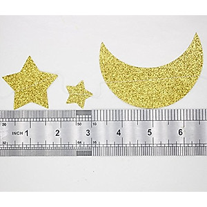 Mybbshower Gold Glitter Moon and Stars Garland Children's Birthday Party Nursery Room Decoration 12 Feet