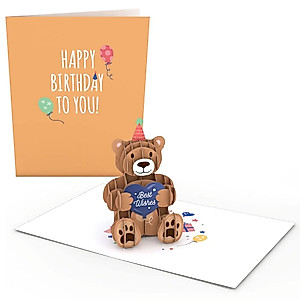 Lovepop Happy Birthday Bear Paperpop® Card – Birthday Card for Kid – Handcrafted 3D Pop-Up Greeting Card – Birthday Card, 4.5 x 5.9”