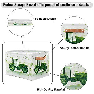 Tractor Foldable Storage Basket Cube with Handles For Child Pet Toy , Home Closets Bedrooms Fabric Collapsible Bin Organizer Box Offices Book shelf canasta para juguetes de niño