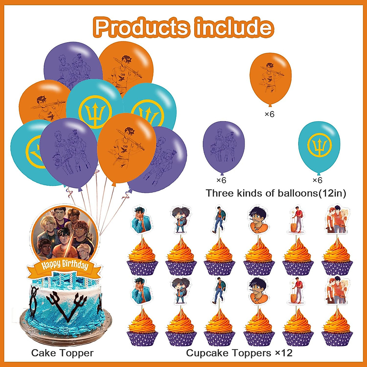 Birthday Party Decorations, Fantasy Adventure Theme Party Supplies With Happy Birthday Banner, Cake Toppers, Balloons for Kids Teens Baby Shower Party Decorations