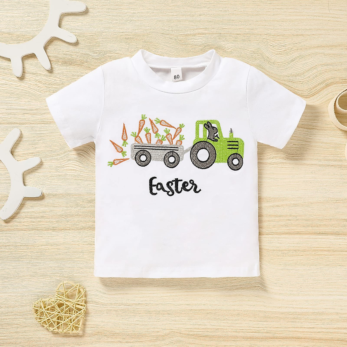 Sinhoon Toddler Baby Boy Girl Easter Outfits Cute Bunny T-shirt + Striped Casual Pants Infant Baby Unisex Clothes(Green2,2-3T)