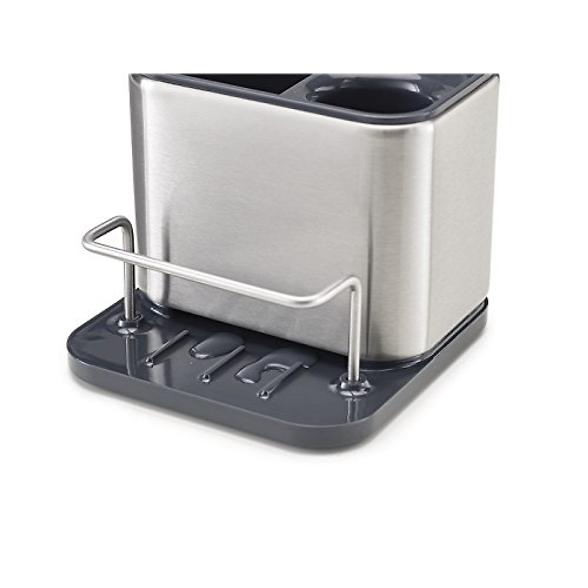 Joseph Joseph Surface Sink Caddy Stainless Steel Sponge Holder Organizer Tidy Drains Water for Kitchen, Small, Silver