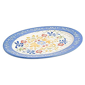 Laurie Gates by Gibson Hand Painted Tierra Mix and Match Dinnerware Set, Oval Platter (13.8"), Assorted