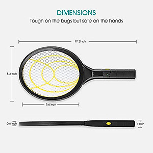 mafiti Fly Swatter Electric, Battery Powered Fly Killer Mosquito Zapper Bug Zapper Racket for Indoor Outdoor, Black