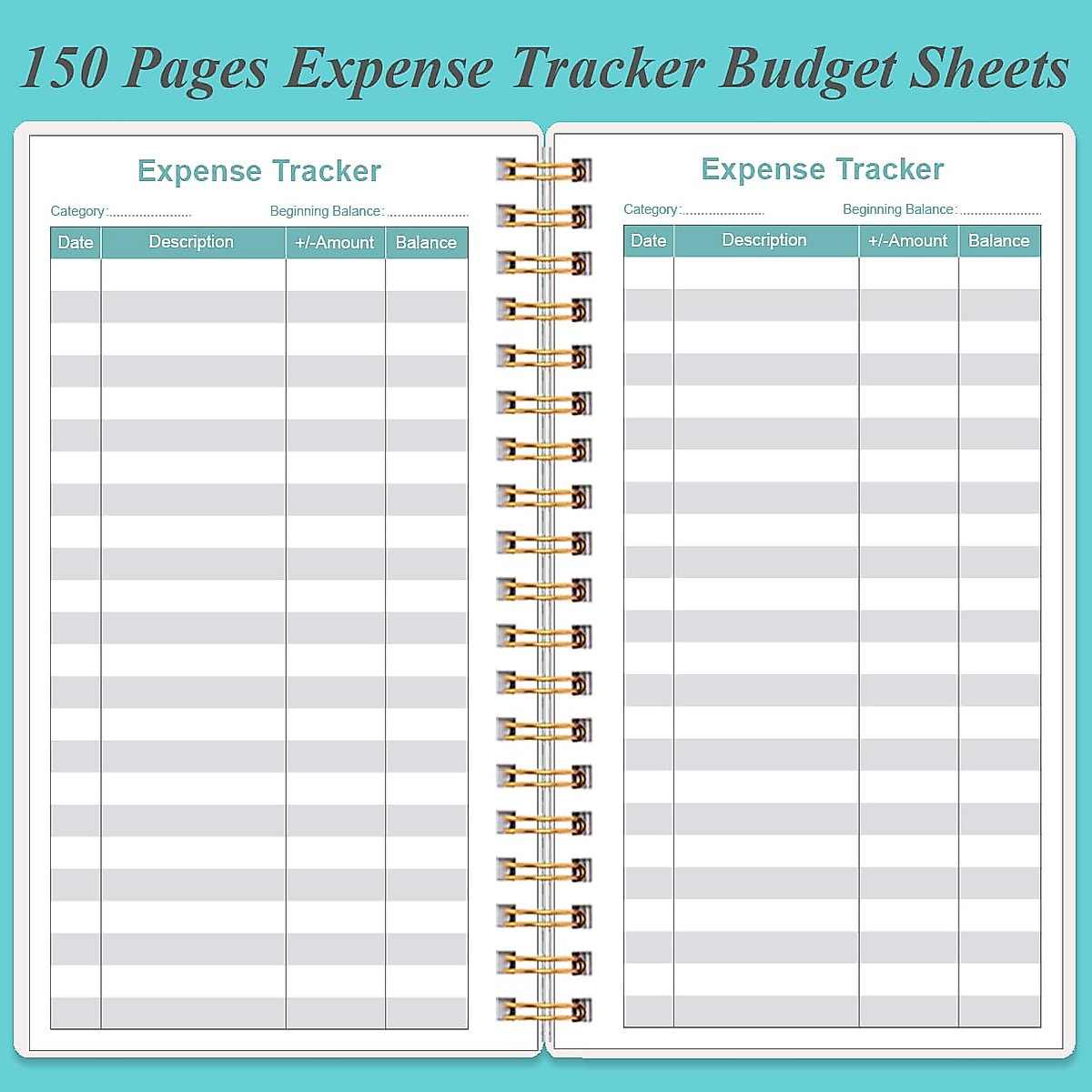 Budget Planner - A6 Expense Budget Tracker, Budget Book for Ledger Book, Money Organizer for Wallet, 3.75" x 6.75", Teal Flower