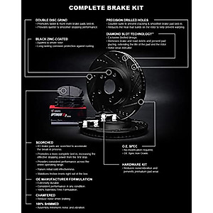 R1 Concepts Front Brakes and Rotors Kit |Front Brake Pads| Brake Rotors and Pads| Optimum OEp Brake Pads and Rotors| Hardware Kit|fits 2004-2012 Subaru Baja, Forester, Impreza, Legacy, Outback