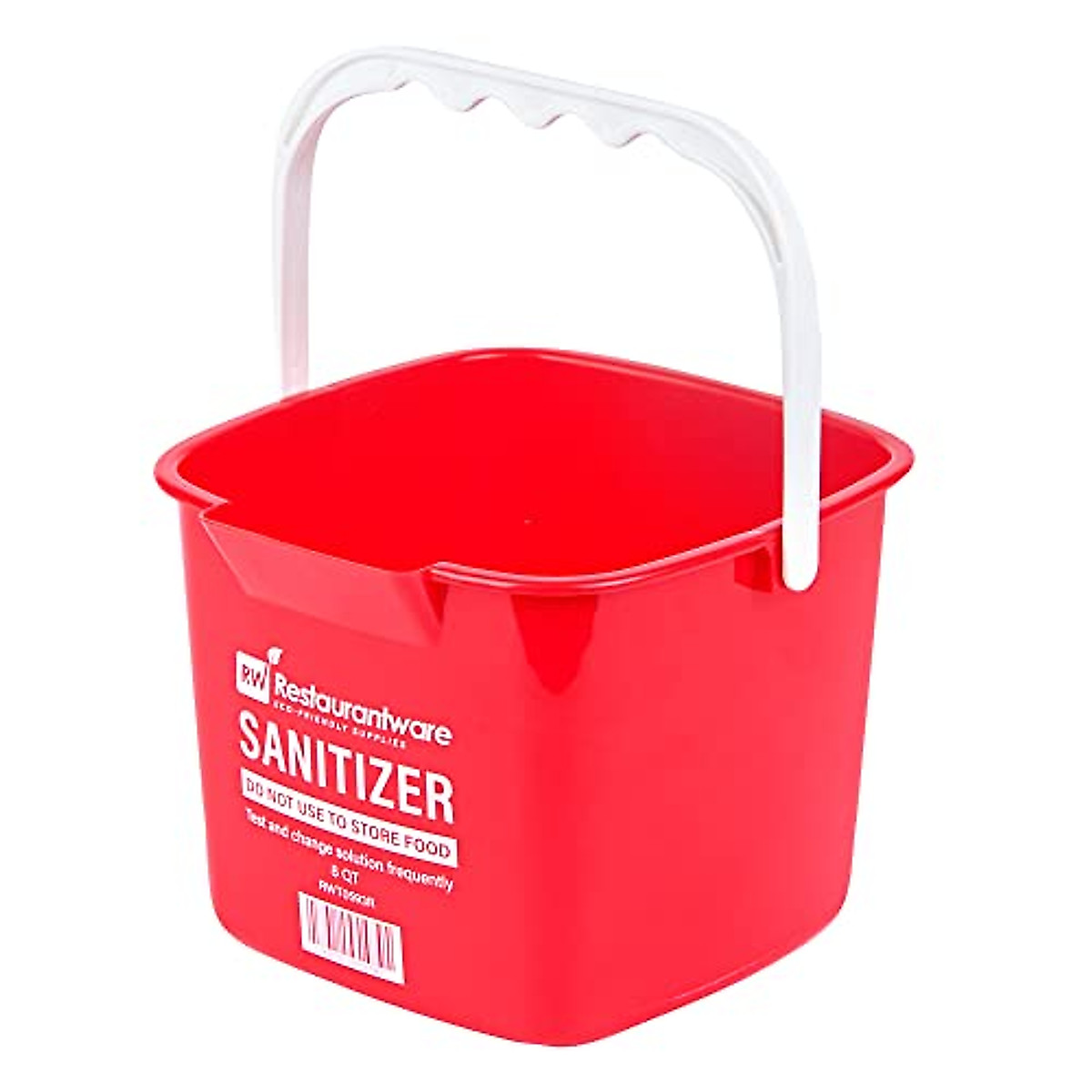Restaurantware RW Clean 8 Quart Cleaning Bucket 1 Detergent Square Bucket - With Measurements Built-In Spout And Handle Red Plastic Utility Bucket For Home Or Commercial Use