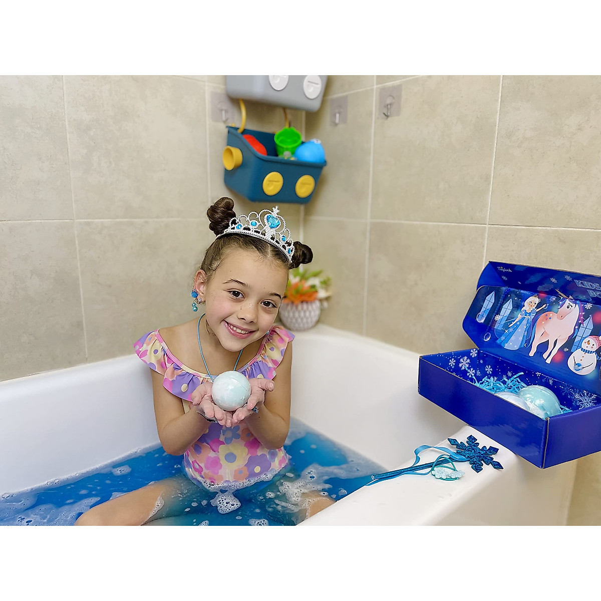 Toylink Bath Bombs for Kids with Surprise Inside Frozen Toys 8 Pack Natural Bath Bombs Handmade Spa Bath Fizzies with Jewelry Set Girls Birthday Christmas Gift