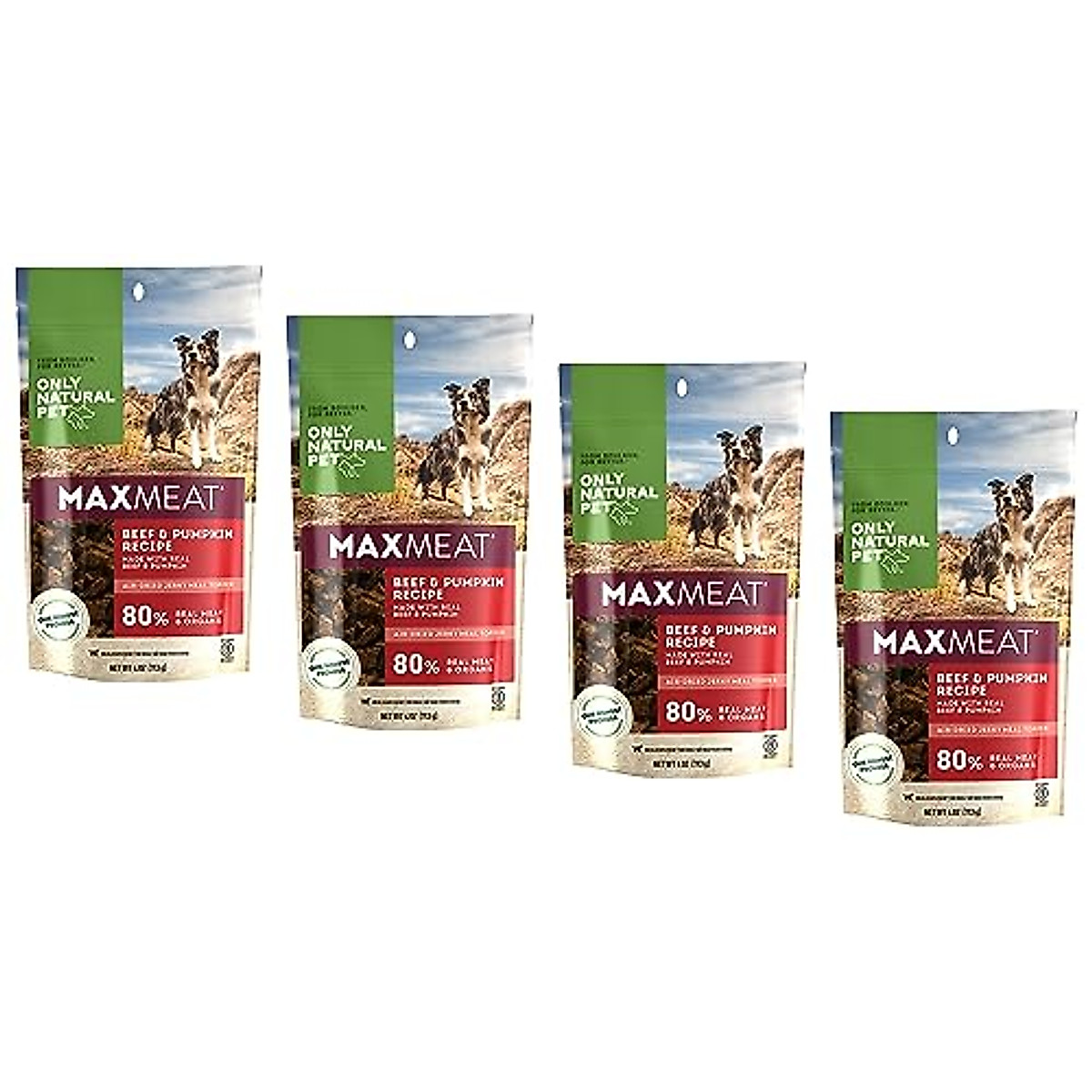 Only Natural Pet MaxMeat Holistic Air Dried Dry Dog Food Meal Topper - All Natural, High Protein, Grain Free and Limited Ingredient - Made with Real Meat - Beef with Pumpkin & Parsley 4 oz - Beef