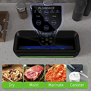 Vacuum Sealer Machine, 10-in-1 Upgraded Powerful Vacuum Sealer for Food, 85Kpa Fully Automatic Lock, See-through Glass Cover, with 10 Bags, Vacuum Sealing Hose, Built-in Cutter, Removable Drip Tray