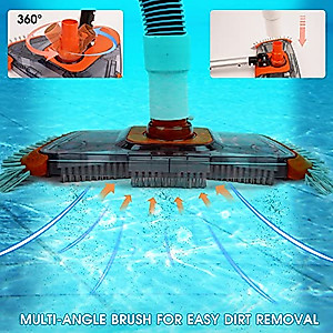 MrHumble Pool Vacuum Head with Side Brush & Universal Rotatable Hose Adapter,Weighted Rectangle Pool Vacuum(Safe for Vinyl Liner Pool),Swimming Pool Vacuum Brush for Inground & Above Ground Pools