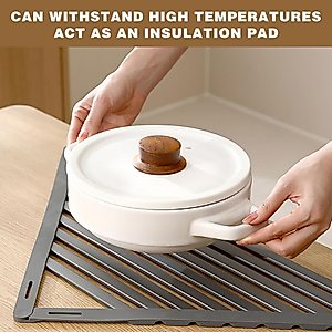 Foldable Triangle Roll-Up Dish Drying Rack Over The Sink Dish Drainer Drying Rack For Small Sink Corners Sink Organizer Kitchen Sink Accessories Space-Saving Rustproof Trivet Organizer With Sink Caddy