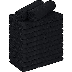 Utopia Towels Cotton Bleach Proof Salon Towels (16x27 inches) - Bleach Safe Gym Hand Towel (12 Pack, Black)