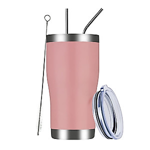 MEWAY 20oz Stainless Steel Tumbler,Vacuum Insulated Coffee Cup Tumblers with Lid,Double Wall Powder Coated Travel Mug Gift for Women Man,Thermal Cups Keep Drinks Cold & Hot(Pink,1)