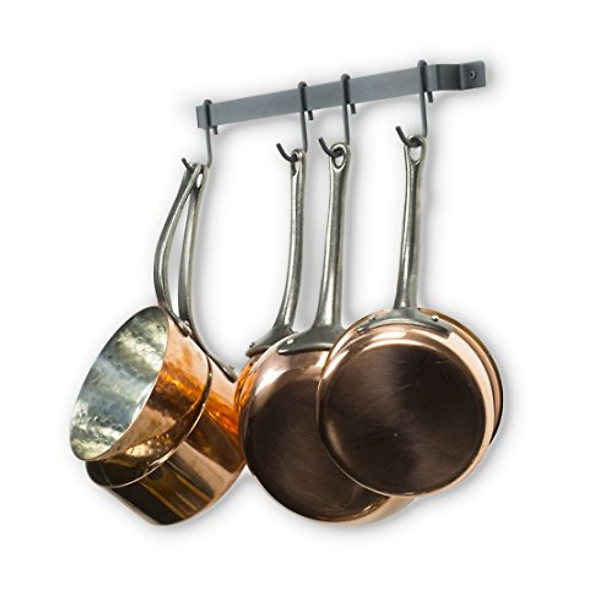 Wallniture Gourmet Kitchen Rail with 10 Hooks, Wall Mounted Wrought Iron Hanging Utensil Holder Rack with Black 17 Inch