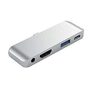 USB C Hub Multiport Adapter 4 in 1 Portable Dongle with 4K HDMI 1xUSB Ports AUX Audio and PD Charger