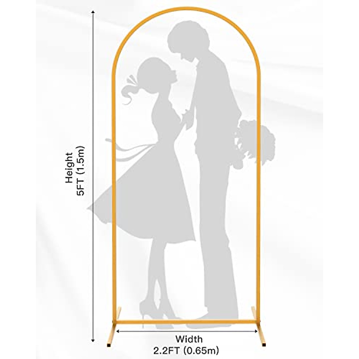 Wedding Arch Backdrop Stand,Gold Metal Door Arched Backdrop Frame Arches Backdrop Stand for Wedding Birthday Graduation Anniversary Celebration Opening Ceremony(5x2FT)