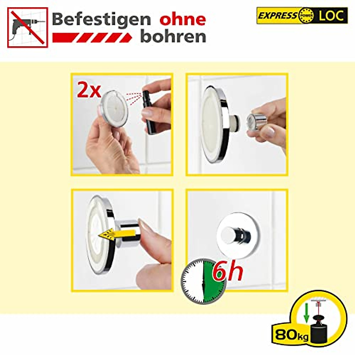 WENKO Express-Loc Shower Shelf, Shower Storage, Shower Caddy Basket, Shower Caddy Shelf, Shower Basket Organizer, Stainless Steel, 9.8 x 3.0 x 5.7 in,Shiny