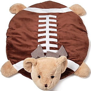 Bearington Baby Touchdown Belly Blanket, Football Teddy Bear Plush Stuffed Animal Tummy Time Play Mat