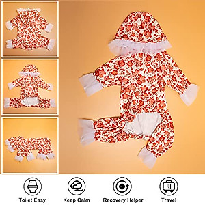 LovinPet Pitbull Dog Onesies, Anxiety Relief, Anti Licking Dog Pajamas Dog Jammies, Fashion Reflective Strap in The Park Metallic Radiant Cherry Prints Recovery Suit for Dogs Party Costume L