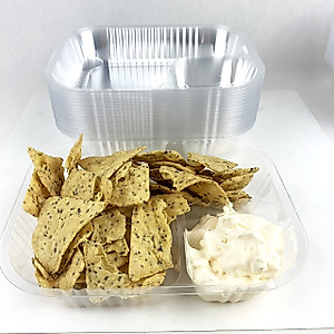 Heyiwell 50PC Clear Plastic 2 Compartment Nacho Tray,Large Disposable Nacho Trays Great for Dips,Snacks,Cheese Sauce 8 x 6 x1.5 Inch