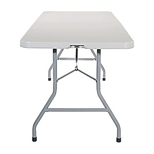 Office Star Resin Rectangle Center-Folding Portable Table for Picnics, Camping, and Tailgating, 6 Feet