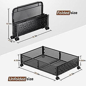 Under Bed Storage, Under the Bed Storage Containers with Wheels, Under Bed Shoe Storage Organizer Drawer, Tool-free Assembly Metal Underbed Storage Containers for Bedroom Clothes Shoes Blankets -2PCK