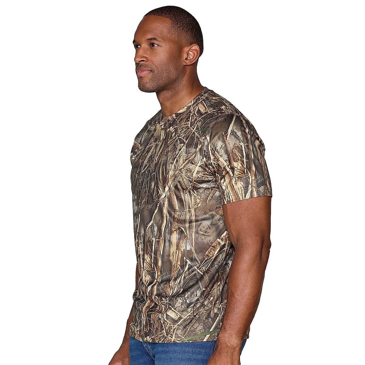 Realtree Men's Essential Camo Lightweight Performance Short Sleeve Shirt (RT MAX-7, Large)