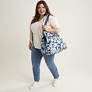 Vera Bradley Women's Recycled Lighten Up Reactive Large Family Tote Bag, Morning Shells Blue, One Size