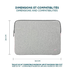 Skin Memory Foam Sleeve 12.5-14IN Grey and Pink